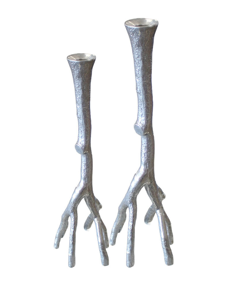 Michael Aram Enchanted Forest Polished Aluminum Silver Metal Candlesti – The Private Collection ...