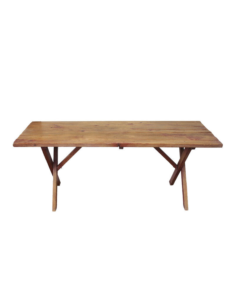 20th Century Sawbuck Table in Pine w/Two-Board 68W 23.5D 28H – The ...